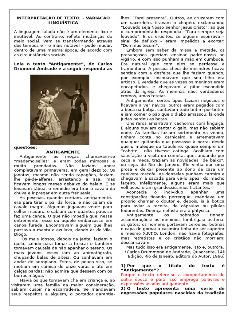 Variação Linguística em "Antigamente" | PDF | Cães
