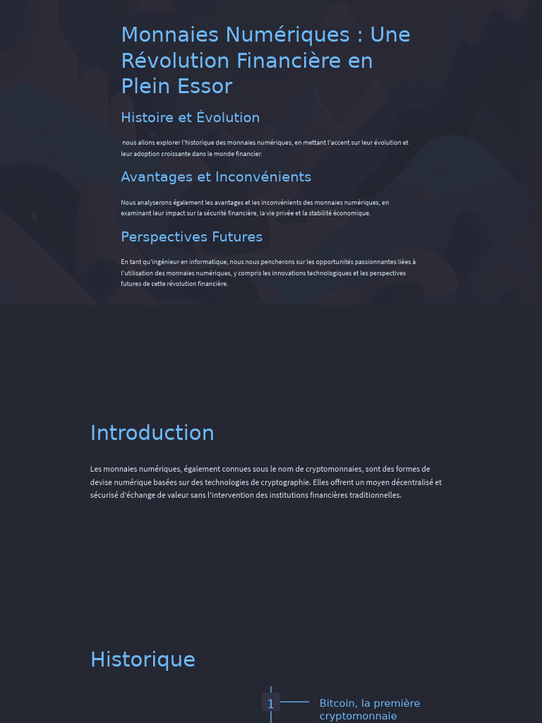 Monnaies-Numeriques-Une-Revolution-Financiere-en-Plein-Essor (1) | PDF | Crytomonnaies | Argent