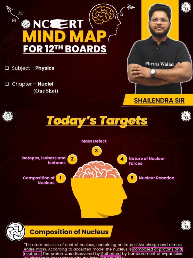 Nuclei (One Shot) _ Class Notes __ Class 12th Mind Map | PDF