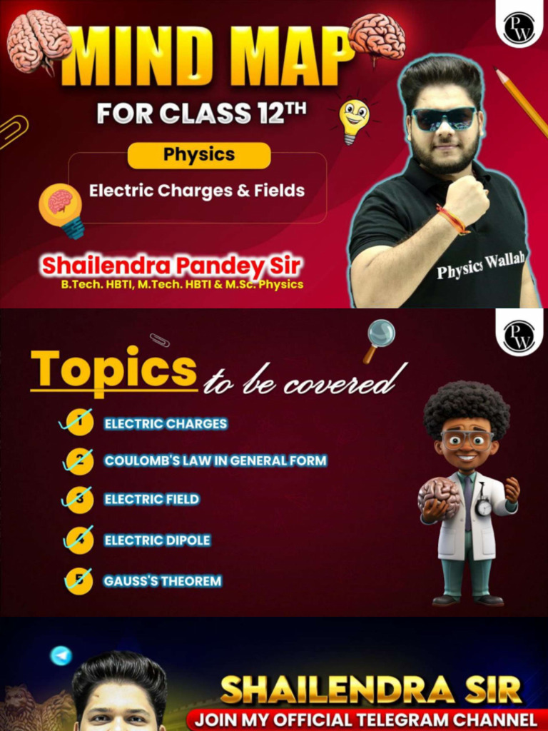 Electric Charges and Fields Mind Map Series Physics Shailendra Pandey | PDF