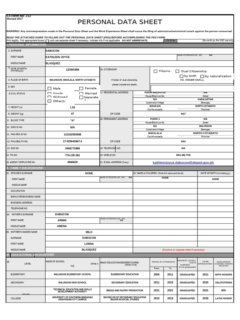 PDS - 2017 - With 5th Page - 3 Copies | PDF | Affidavit