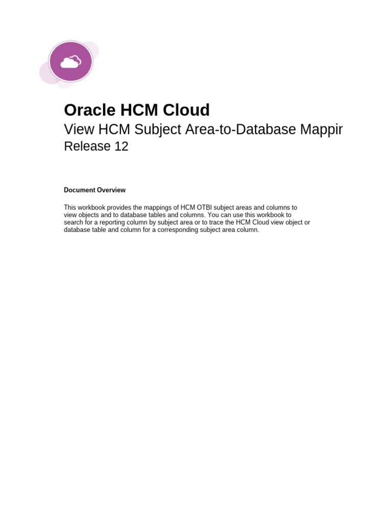 HCM Subject Areas Mappings Technical OTBI | PDF | Databases | Oracle ...