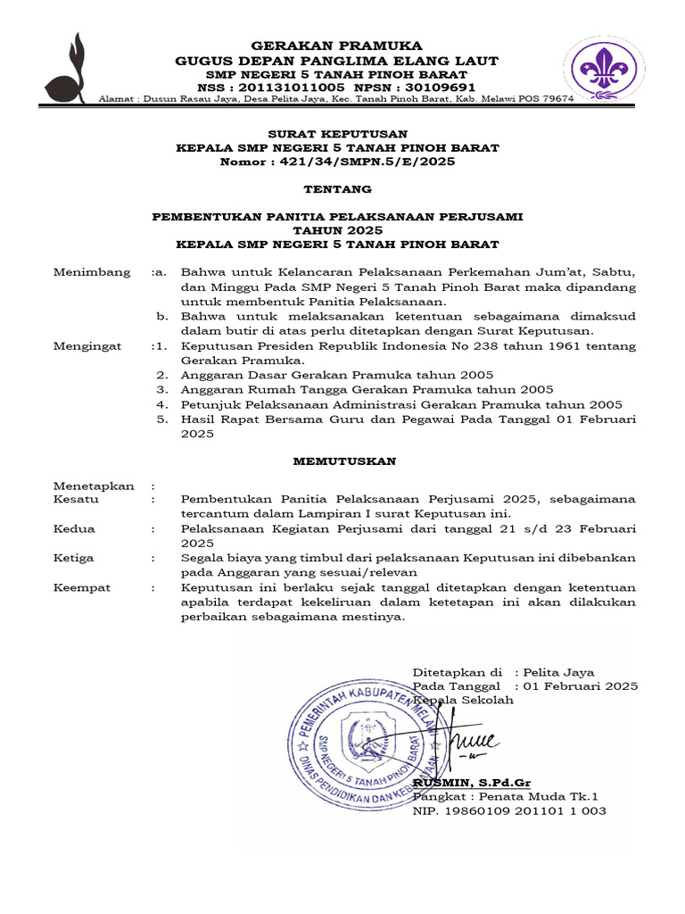 SK Kegiatan Perjusami | PDF