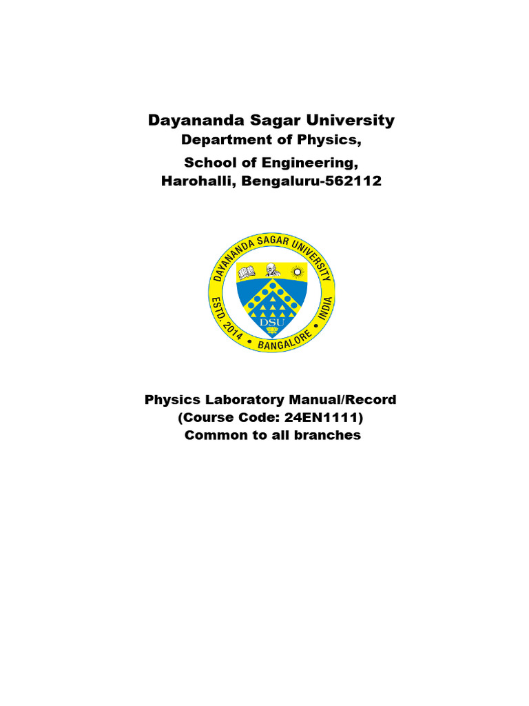 Enginnering Physics Lab Manual B.tech DSU Feb 18 2025 | PDF | P–N Junction | Semiconductors