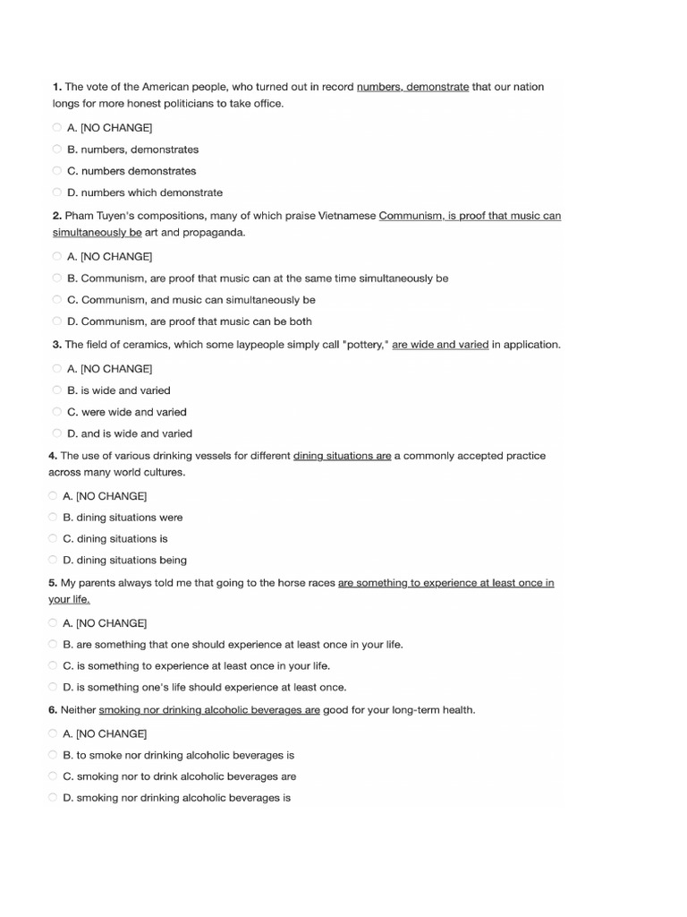 Test Subject-Verb Agreement 2 | PDF