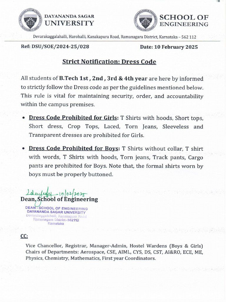 Strict Notification Dress Code | PDF