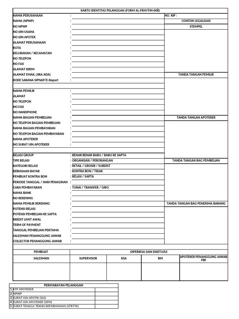 Form Kip Pelanggan | PDF