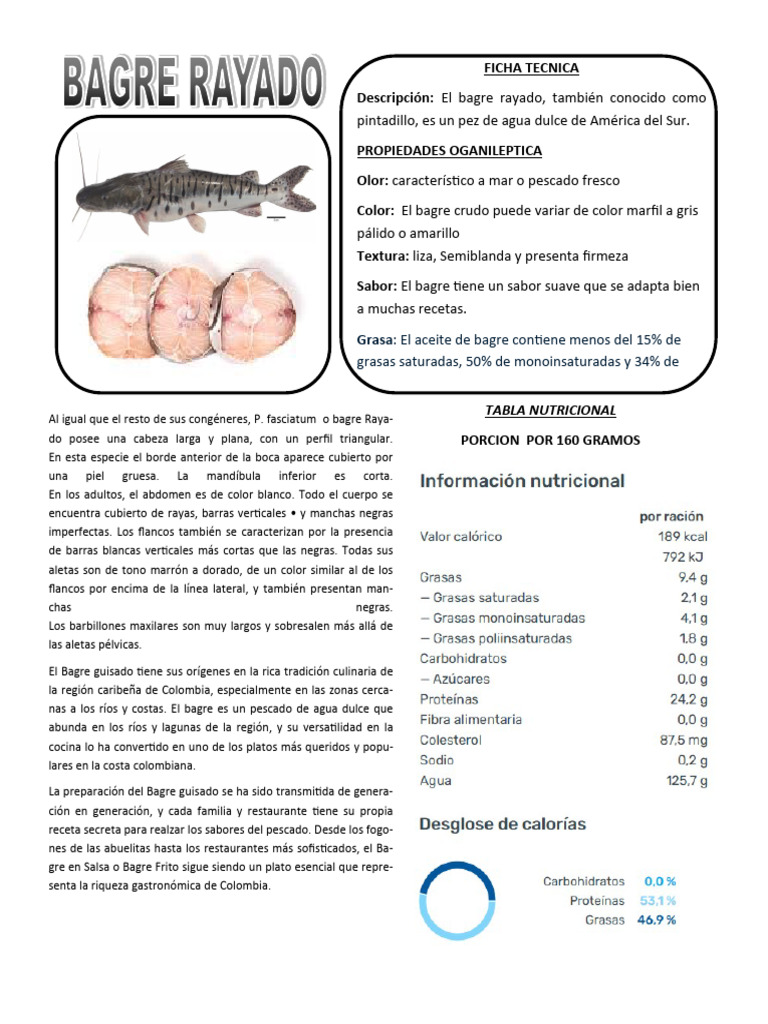 Ficha Tecnica Bagre Rayado | PDF | Cocina occidental | Cocinando