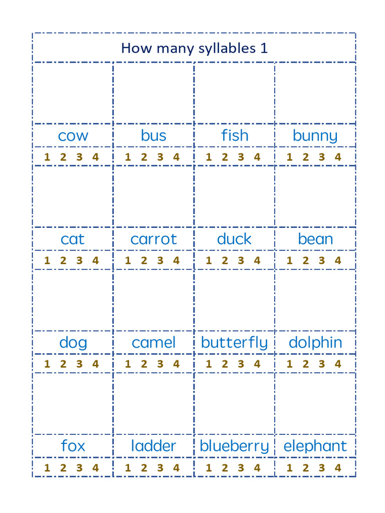 Syllable Counting for Animals and Objects | PDF | Zoology | Mammals
