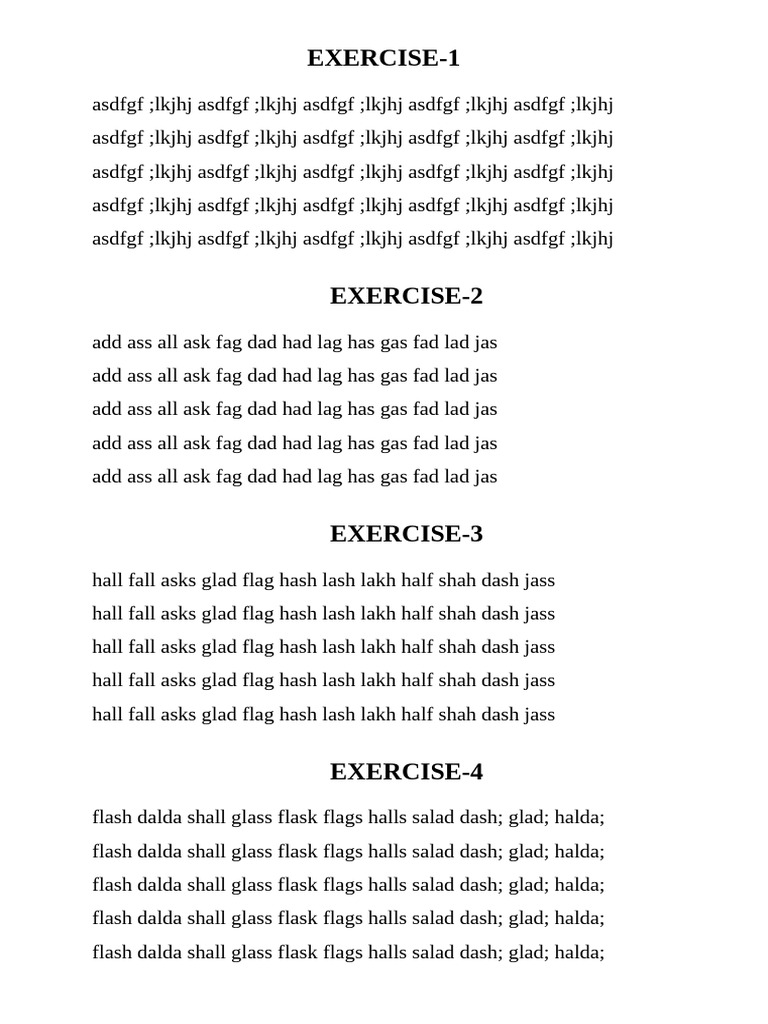 TYPING EXERCISES | PDF