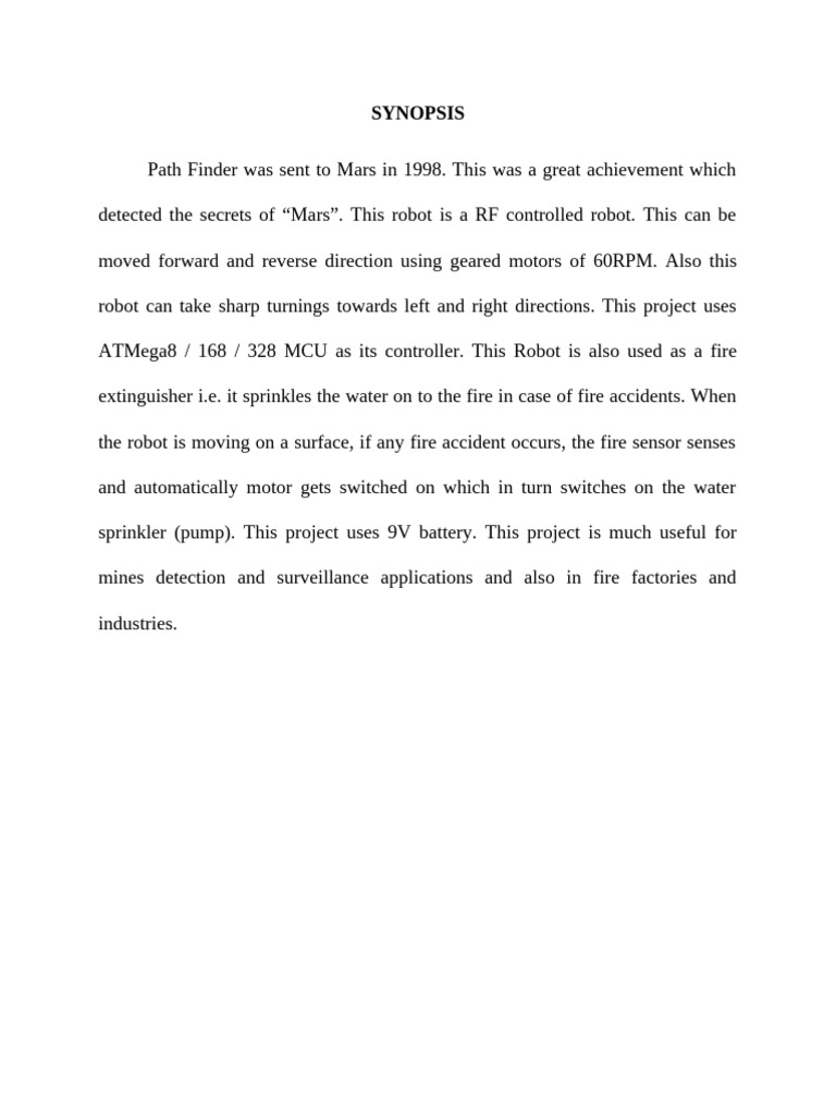 Arduino Based RF Controlled Fire Fighting Robot With High Pressure Water Sprinkler | PDF