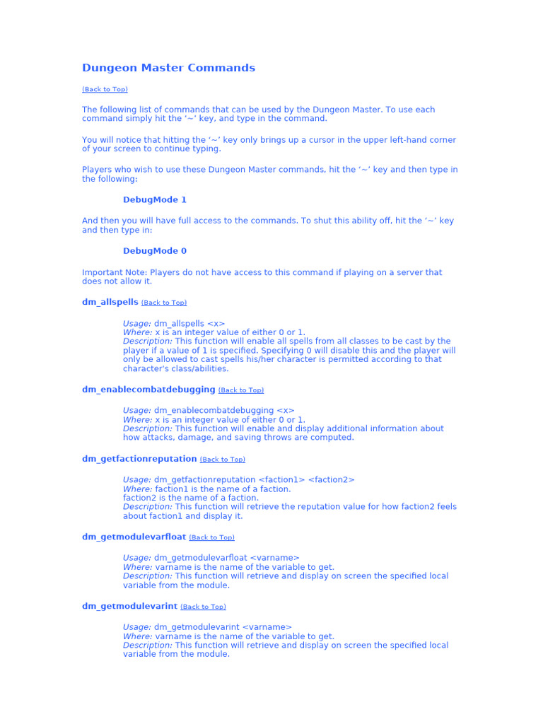 Dungeon Master Leveling Commands | PDF | Function (Mathematics ...