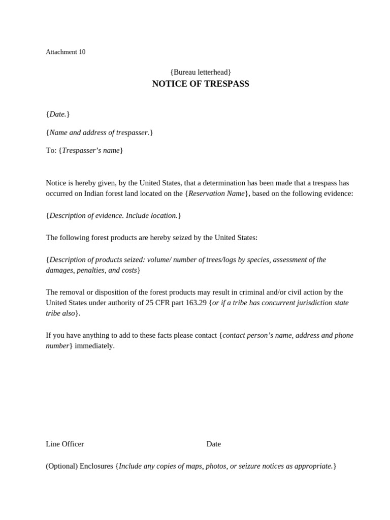 Notice of Trespass on Indian Land | PDF