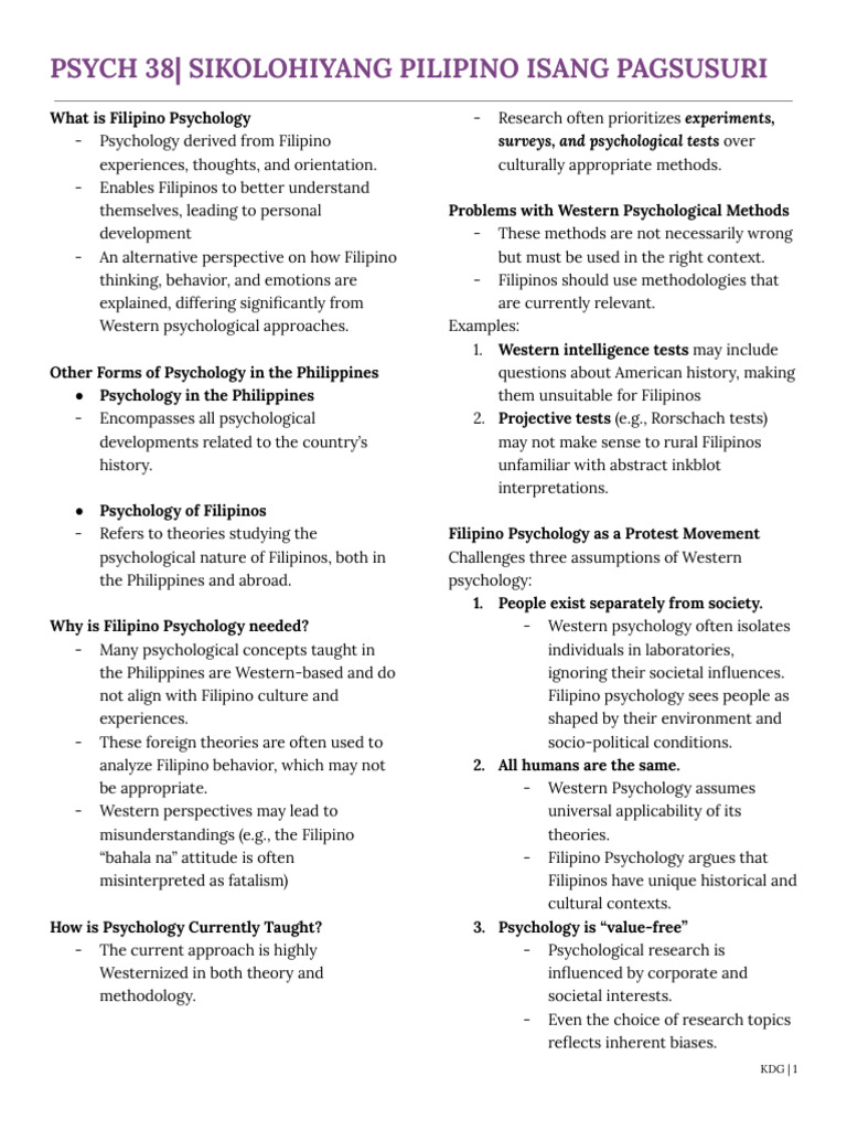 Sikolohiyang Pilipino Isang Pagsusuri | PDF | Psychology | Liberal Arts ...