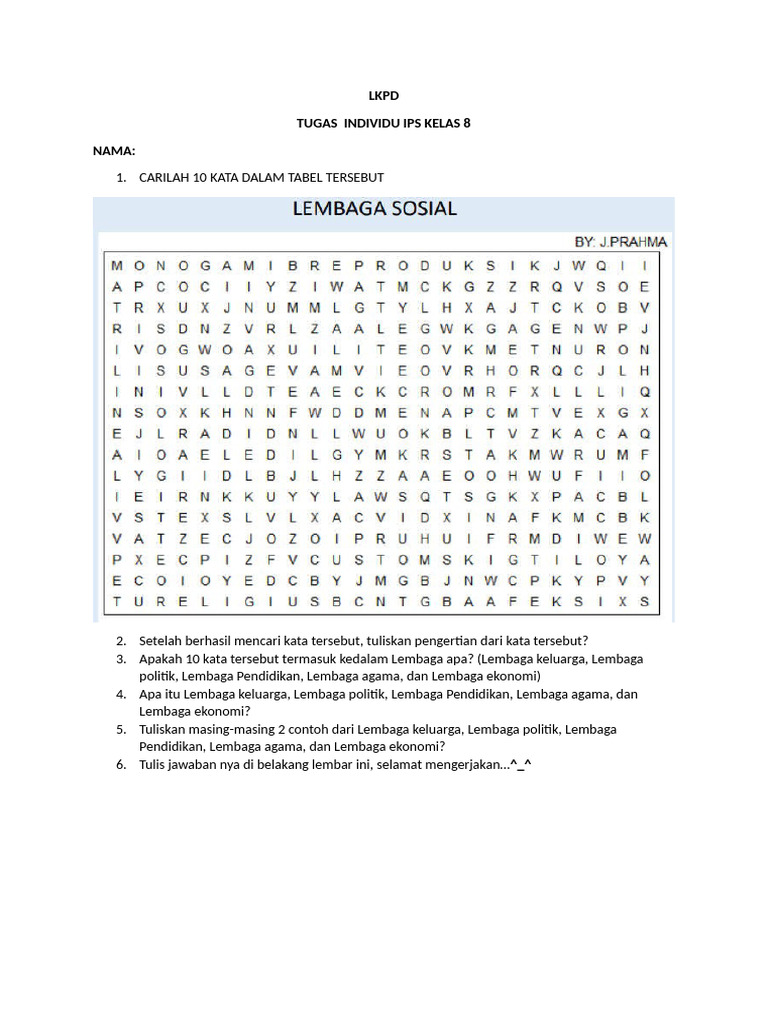 LKPD Ips Kelas 8 | PDF