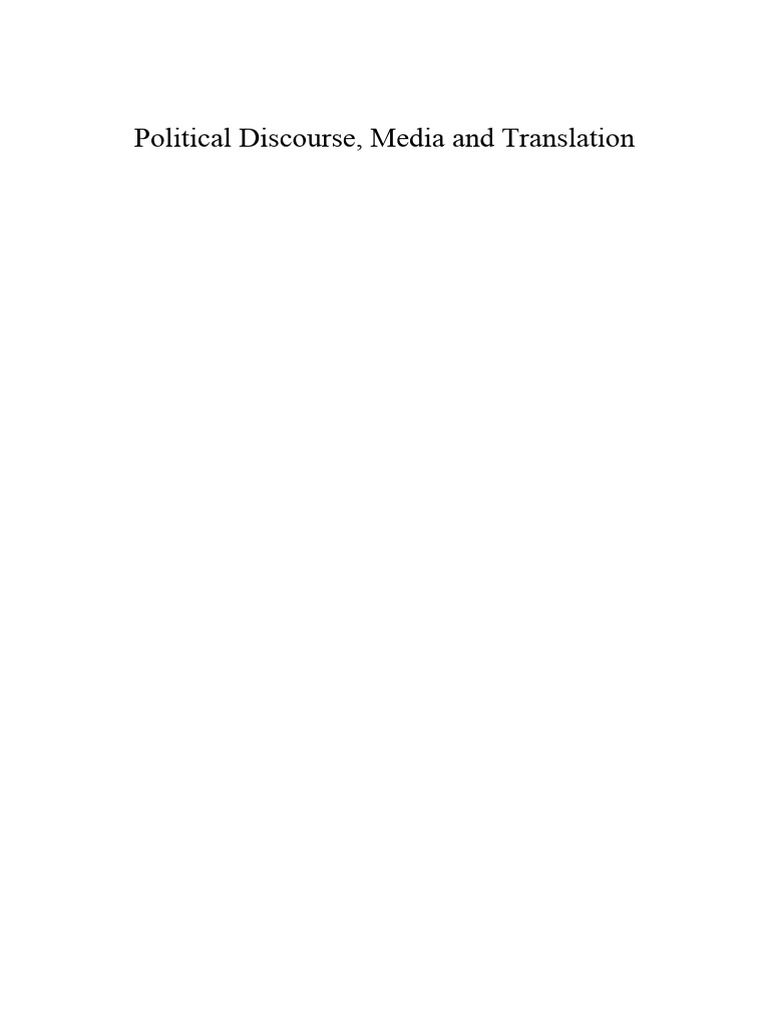 Political Discourse, Media and Translation | PDF | Translations ...