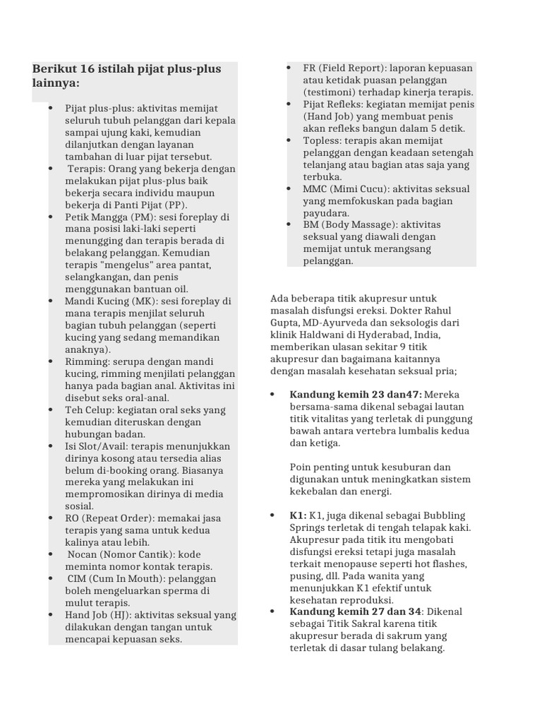 Istilah Penting Pijat Plus-Plus | PDF