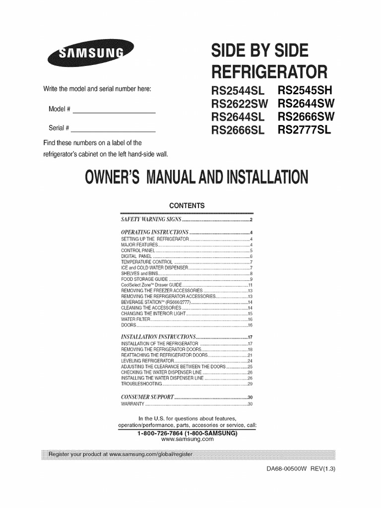 Samsung Refrigerator User Manual | PDF | Refrigerator | Door