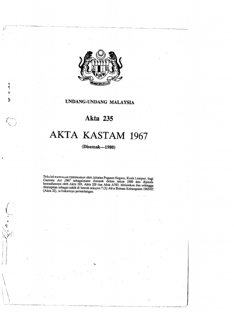 Akta Kastam Akta 235 | PDF