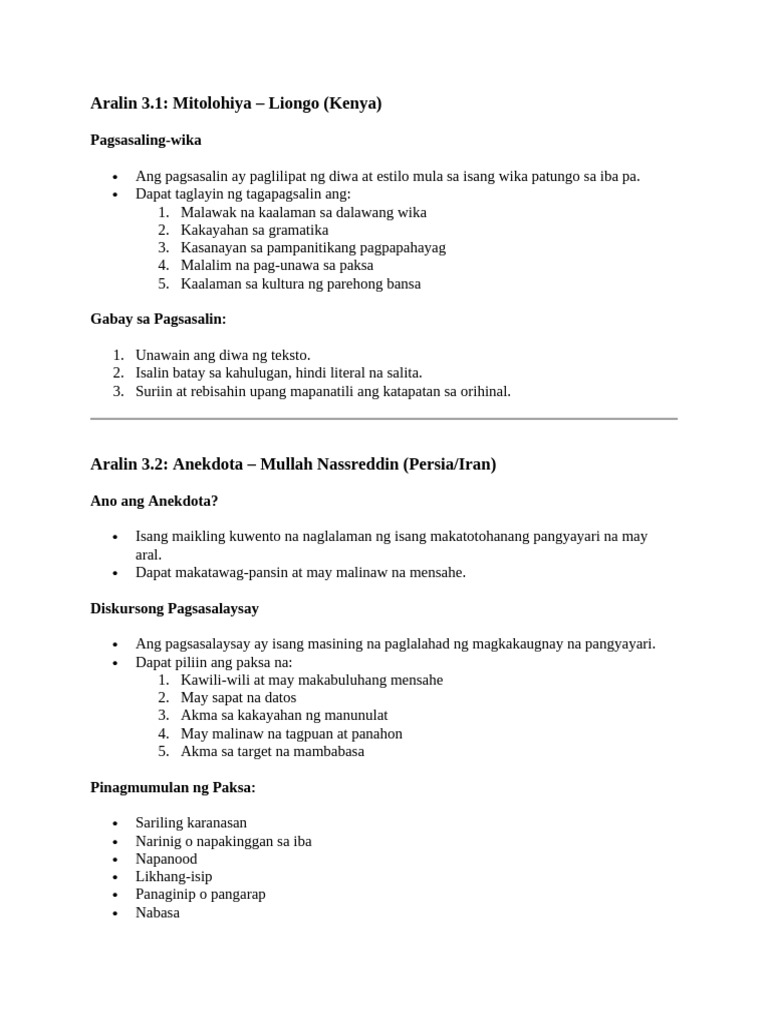 filipino-notes-q.-3 | PDF
