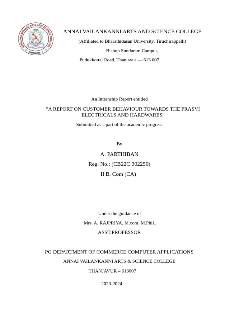 Parthiban Report | PDF | Consumer Behaviour | Behavior