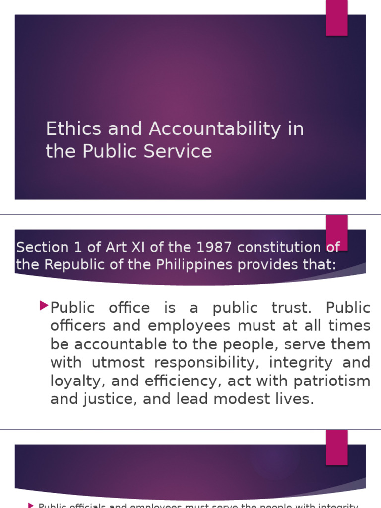 Ethics and Accountability in Public Service | PDF | Morality ...