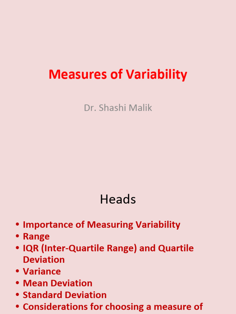 Measures of Variability | PDF | Standard Deviation | Statistical Dispersion