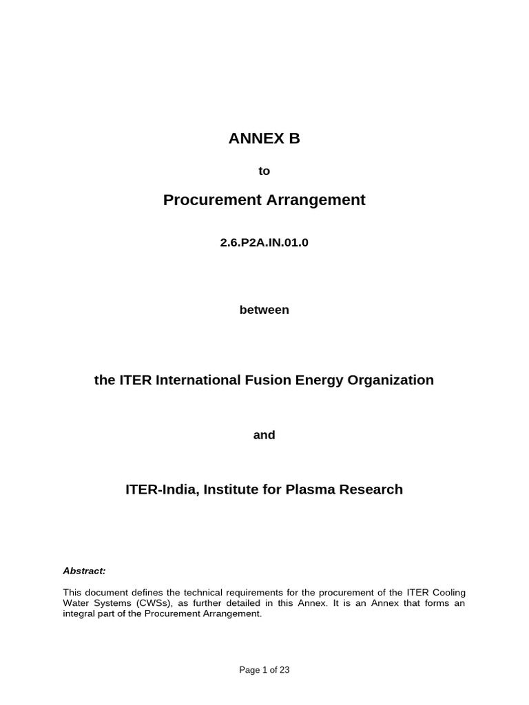 ITER Cooling Water Systems Procurement | PDF | Mechanical Engineering