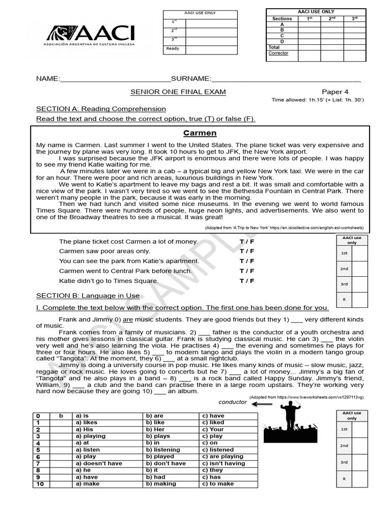 Senior One Final Exam Paper 4 | PDF | Performing Arts