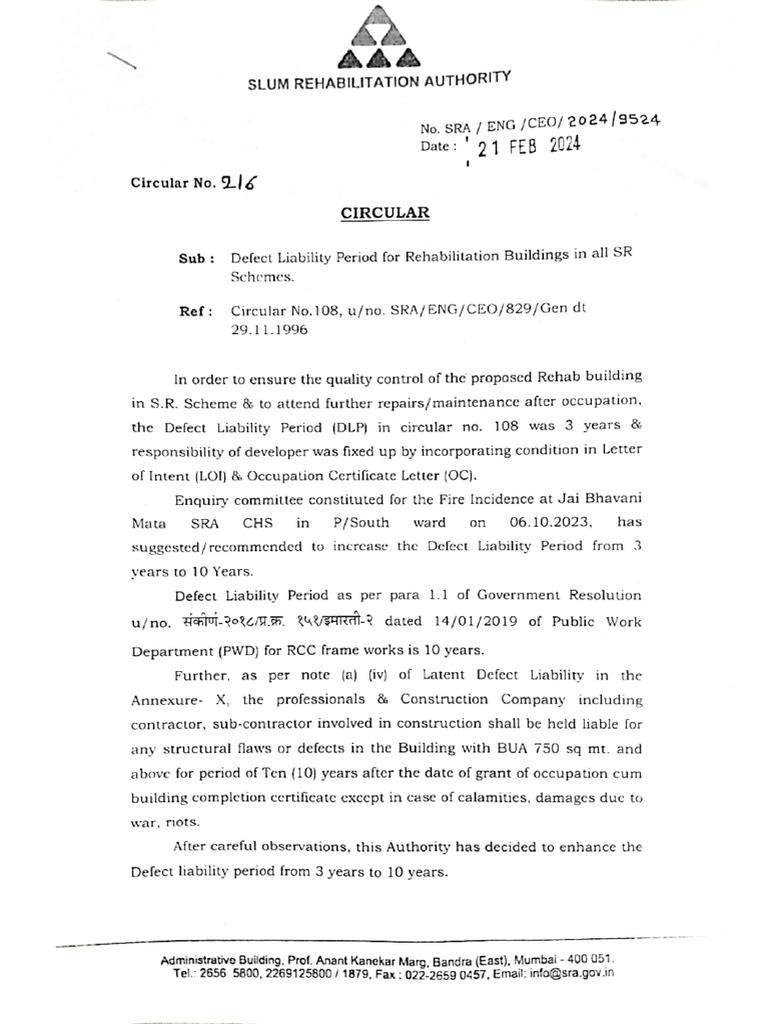 2024-02-22 Defect Liability Period For Rehabilitaion Bldg-OCR | PDF