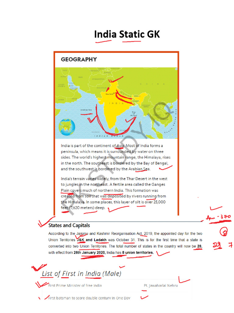 India Static GK 1 | PDF