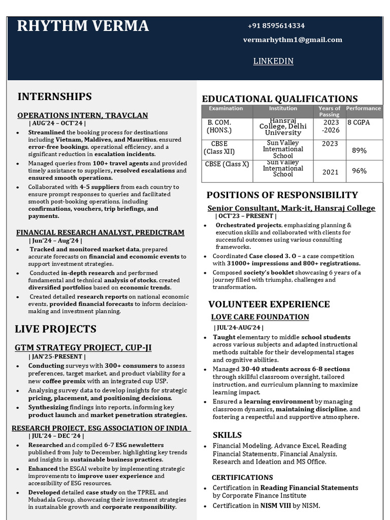 Rhythm Verma - Hansraj College - 10266 | PDF | Business