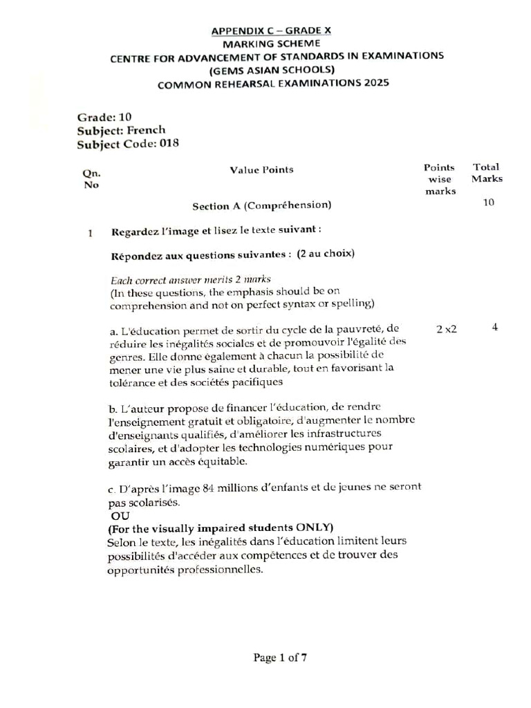 STD X - Common Rehersal Exam Ms-2024-2025 | PDF