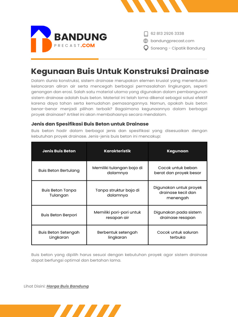 Kegunaan Buis Untuk Konstruksi Drainase | PDF