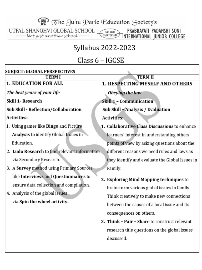 GP Syllabus 6 Ig - Term 2 - 2022 - 2023 | PDF | Learning | Cognition