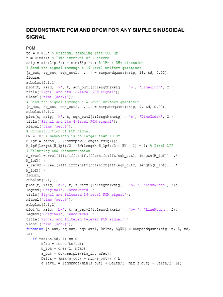 Shortened MATLAB Codes | PDF | Modulation | Applied Mathematics
