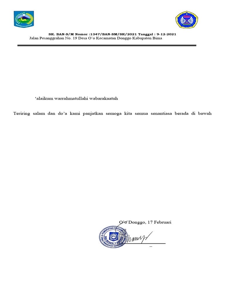 Undangan Rapat MGMP SMAN 1 Donggo | PDF