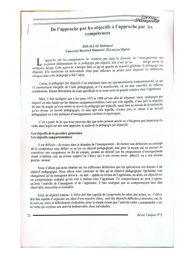De l'approche par les objectifs à l'approche par les | PDF