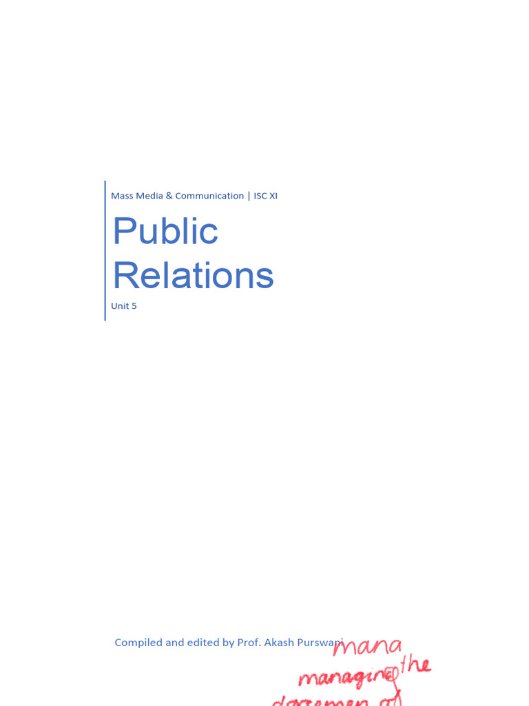 Unit 5 - Public Relations PDF | PDF | Public Relations | Brand