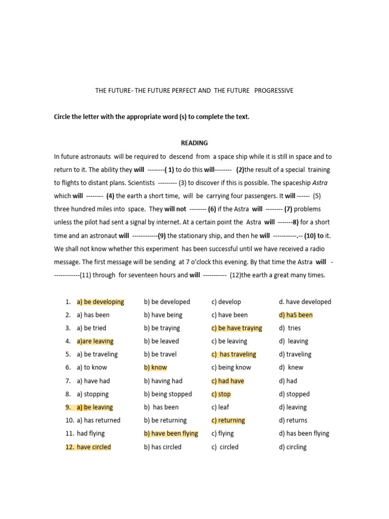 English III - FUTURE PERFECT & FUTURE PROGRESSIVE | PDF