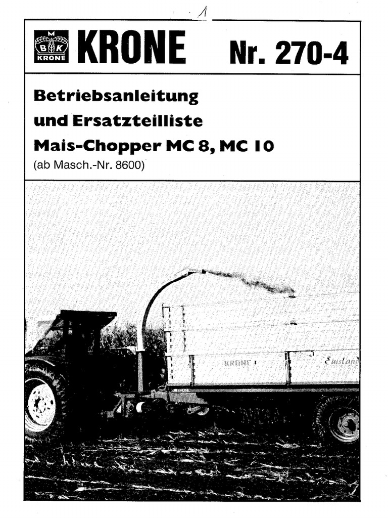 KRONE 270-4 MC 8 - MC 10 Ab Mr. 8600 Scan0638 | PDF