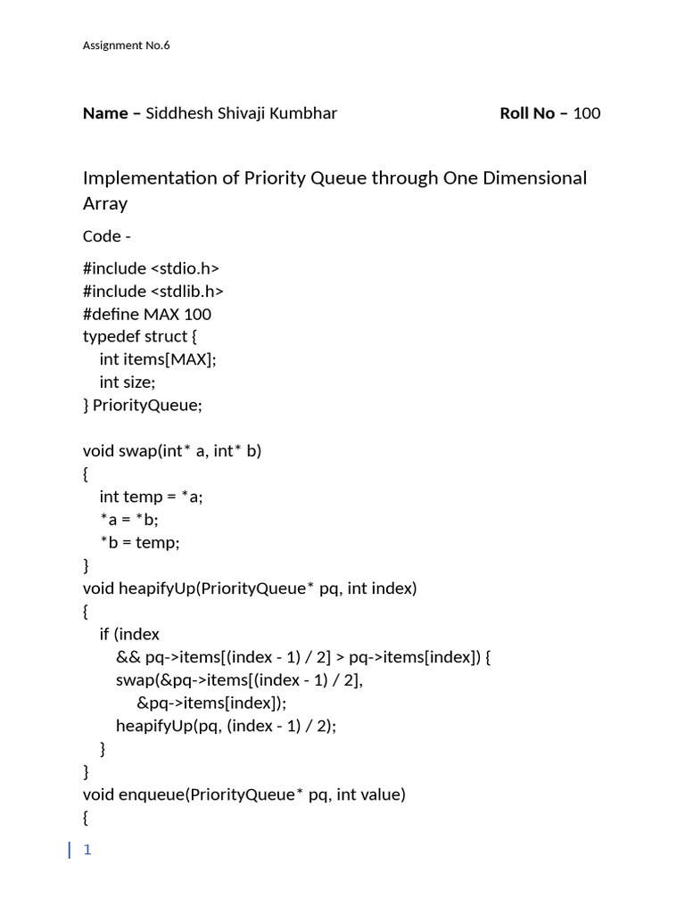 Priority Queue One Dimensional Array | PDF