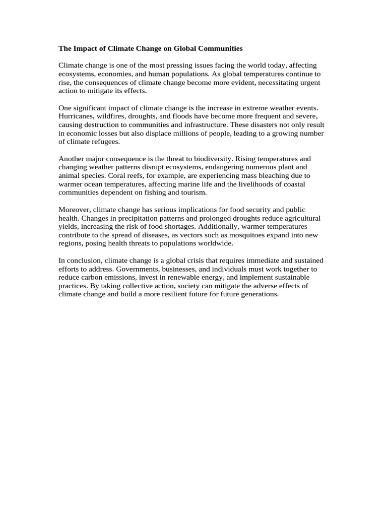 The Impact of Climate Change On Global Communities | PDF