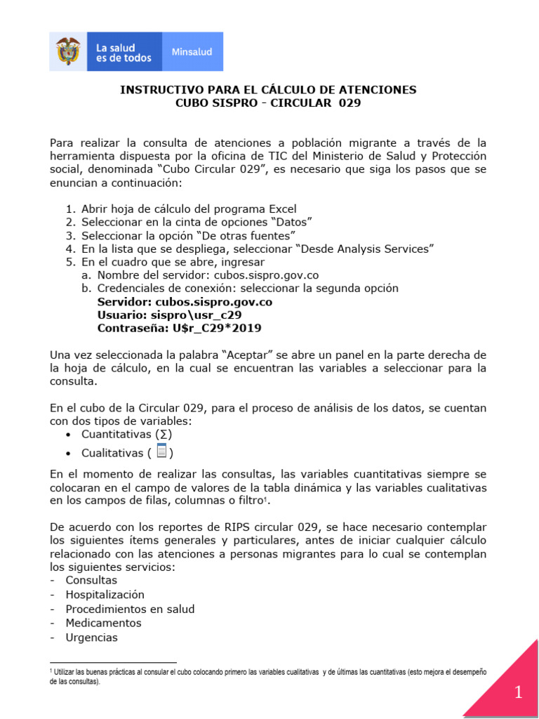 Instructivo Cálculo Atenciones Cubo SISPRO | PDF | Informática | Software