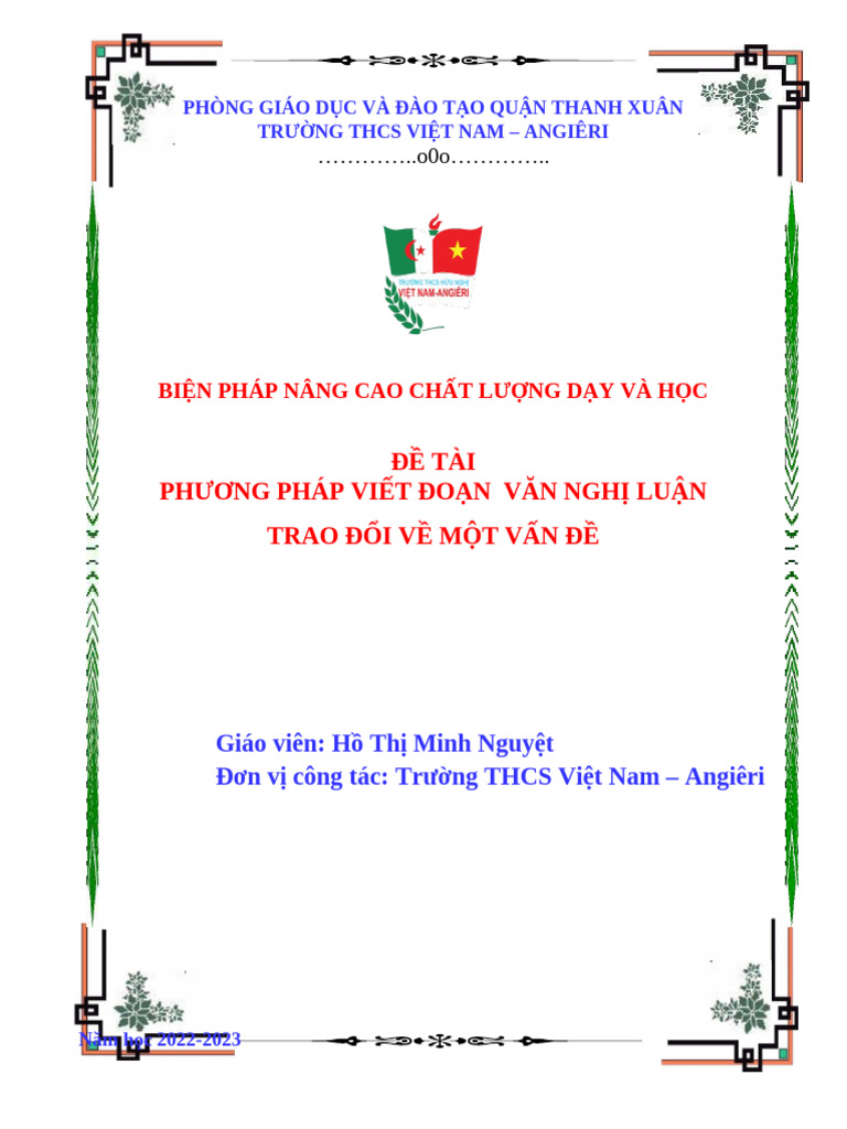 Nguyet Bien Phap Nang Cao Chat Luong Day Hoc Nguyet Ho - 27320238451 | PDF