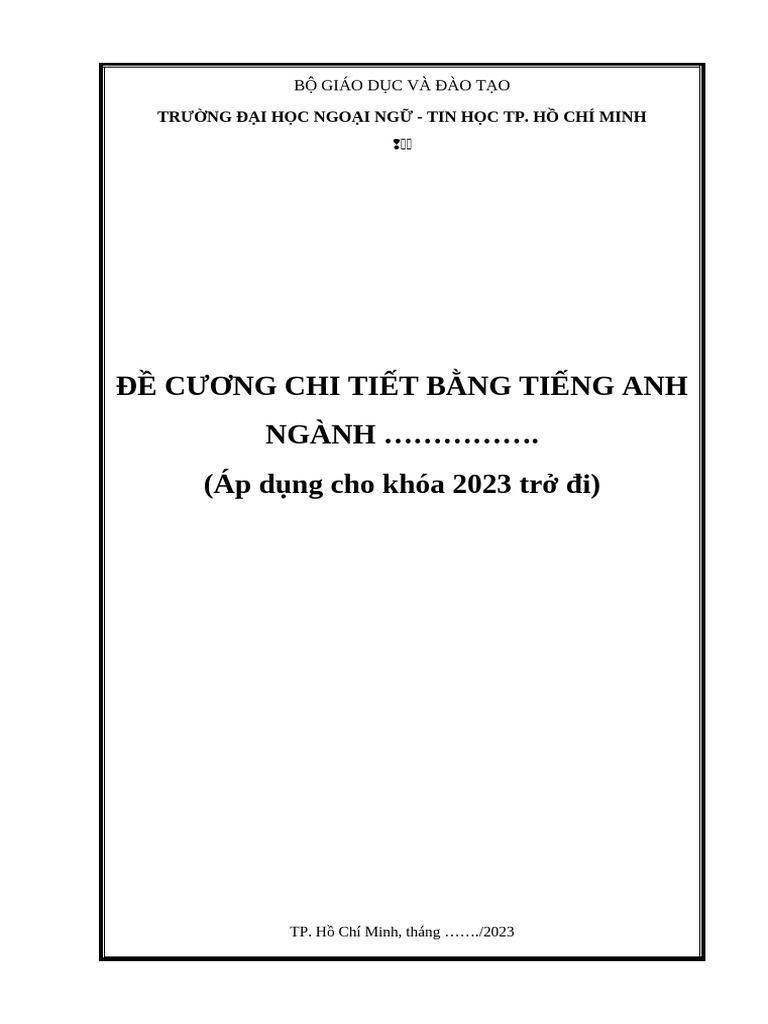 De Cuong - STVB - TA HUFLIT - Phuoc | PDF | Academic Integrity | Integrity