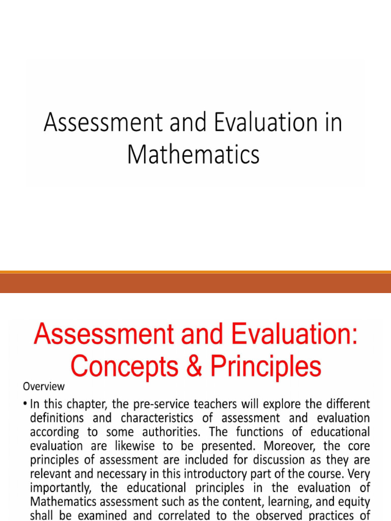 Assessment and Evaluation in Mathematics | PDF