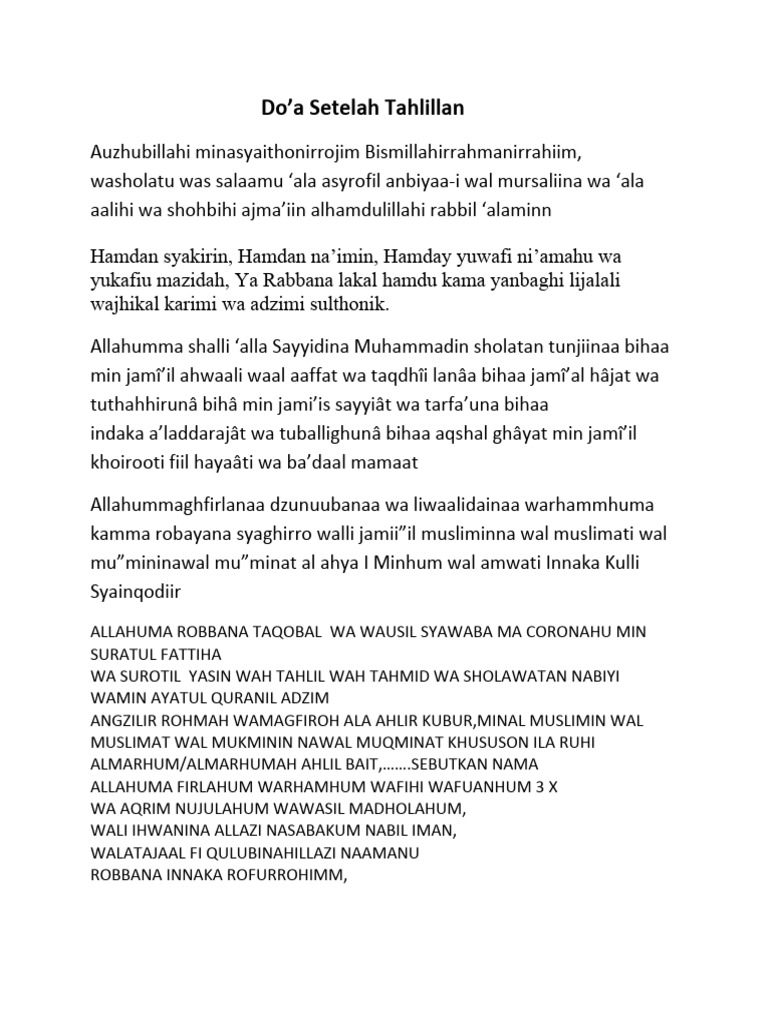 Do'a Tahlillan untuk Arwah dan Kebaikan | PDF | Monotheism | Abrahamic ...