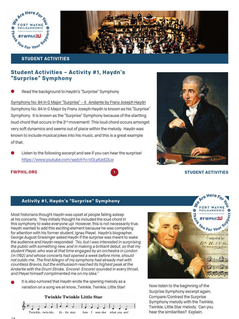 Haydn's "Surprise" Symphony Activities | PDF | Elements Of Music ...