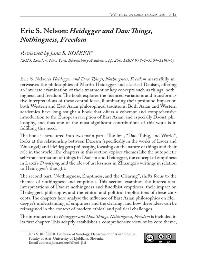 Book Review Eric S Nelson Heidegger and | PDF | Martin Heidegger | Nothing